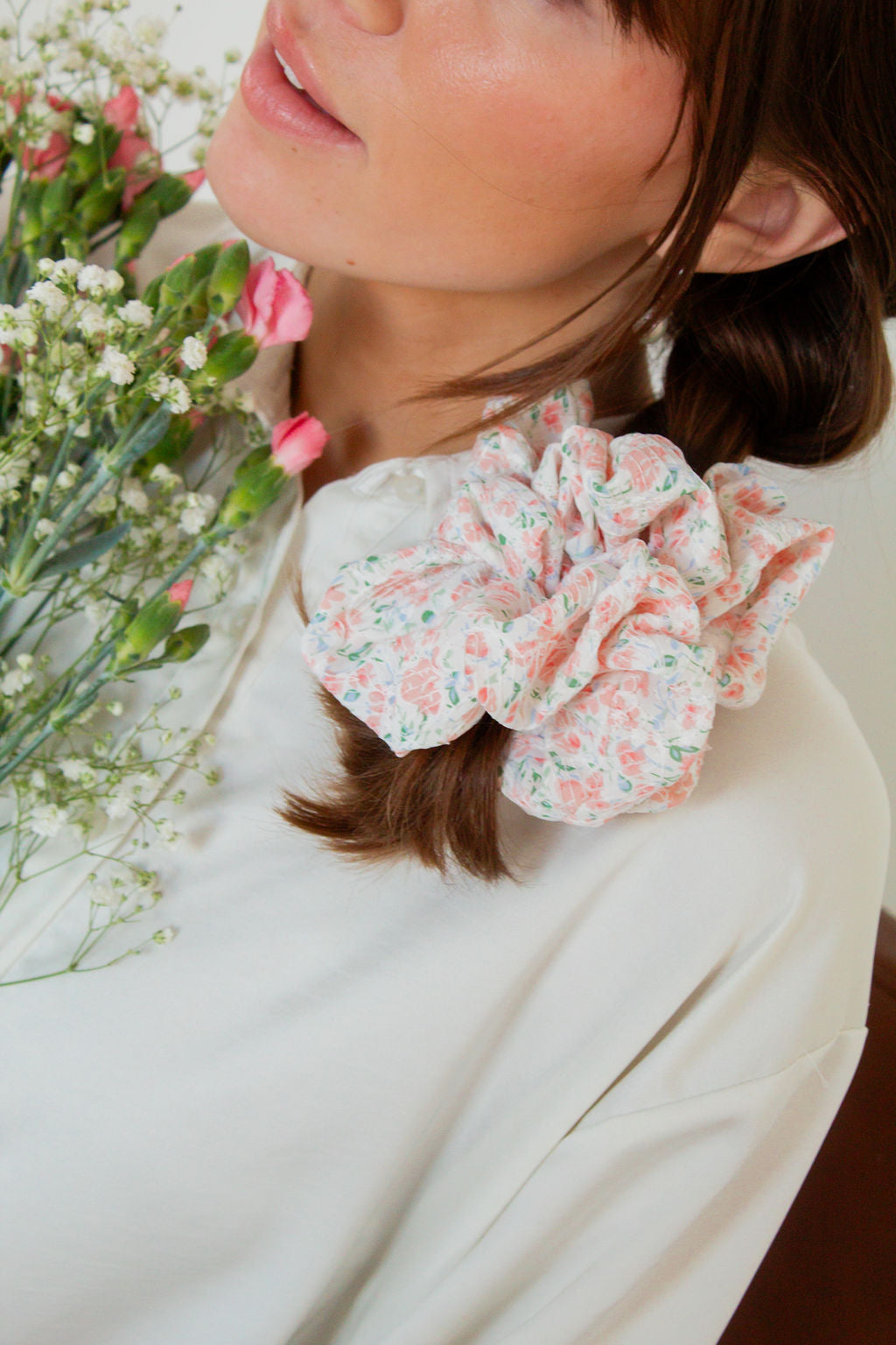 Pink Floral Jumbo Scrunchie – ANDI